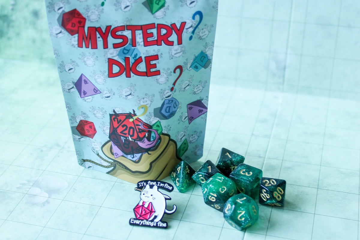 Mystery Dice Goblin: Mystery Dice Full Polyhedral Set & Pin – Galleon Games