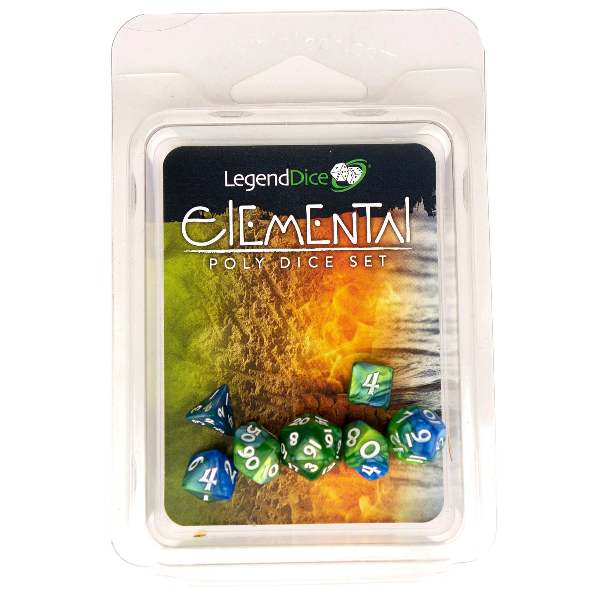 Polyhedral Dice Set: Mini Elemental Dragon Font - Blue & Green (7 ...