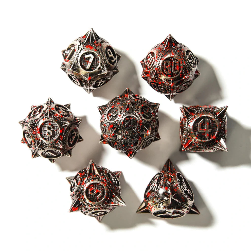 Polyhedral Dice Set Solid Metal: Bloody Mace (7) – Galleon Games