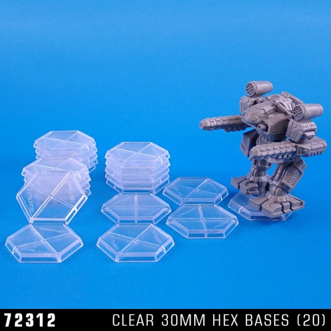 Hex Bases 30mm, Clear (20) – Galleon Games